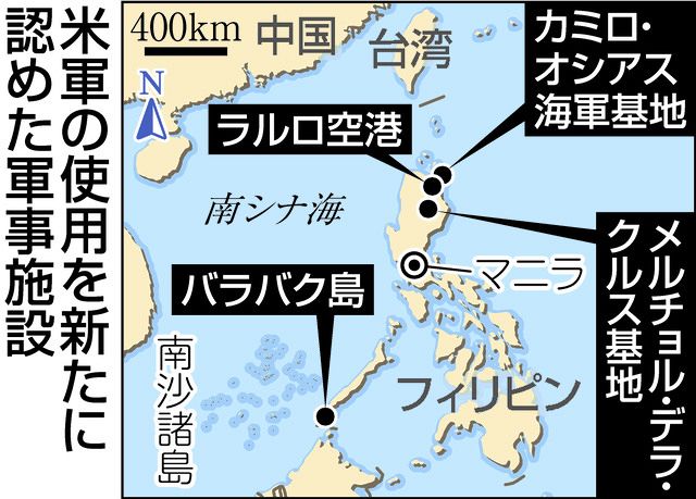フィリピンが米軍に軍事施設4カ所の使用を新たに認める 台湾や南沙諸島の近く 中国牽制の狙い？：東京新聞デジタル